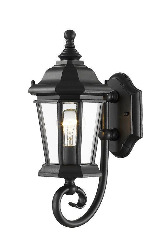 Black Aluminum with Clear Glass Shade Traditional Outdoor Wall Light ...