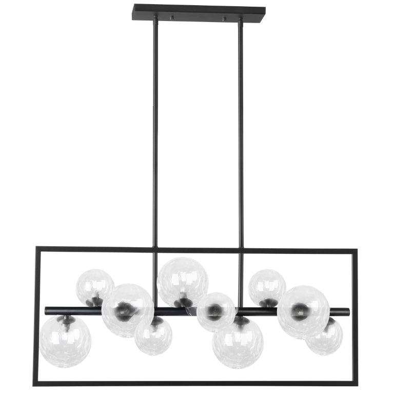 Matte Black Rectangular Frame with Clear Glass Globe Linear Pendant ...