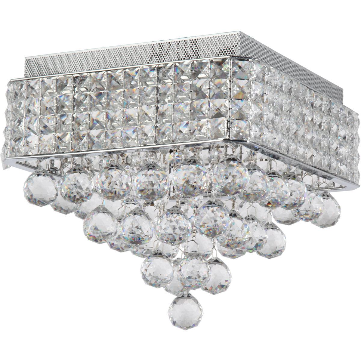 Chrome Square Frame with Clear Crystal Flush Mount – LV LIGHTING